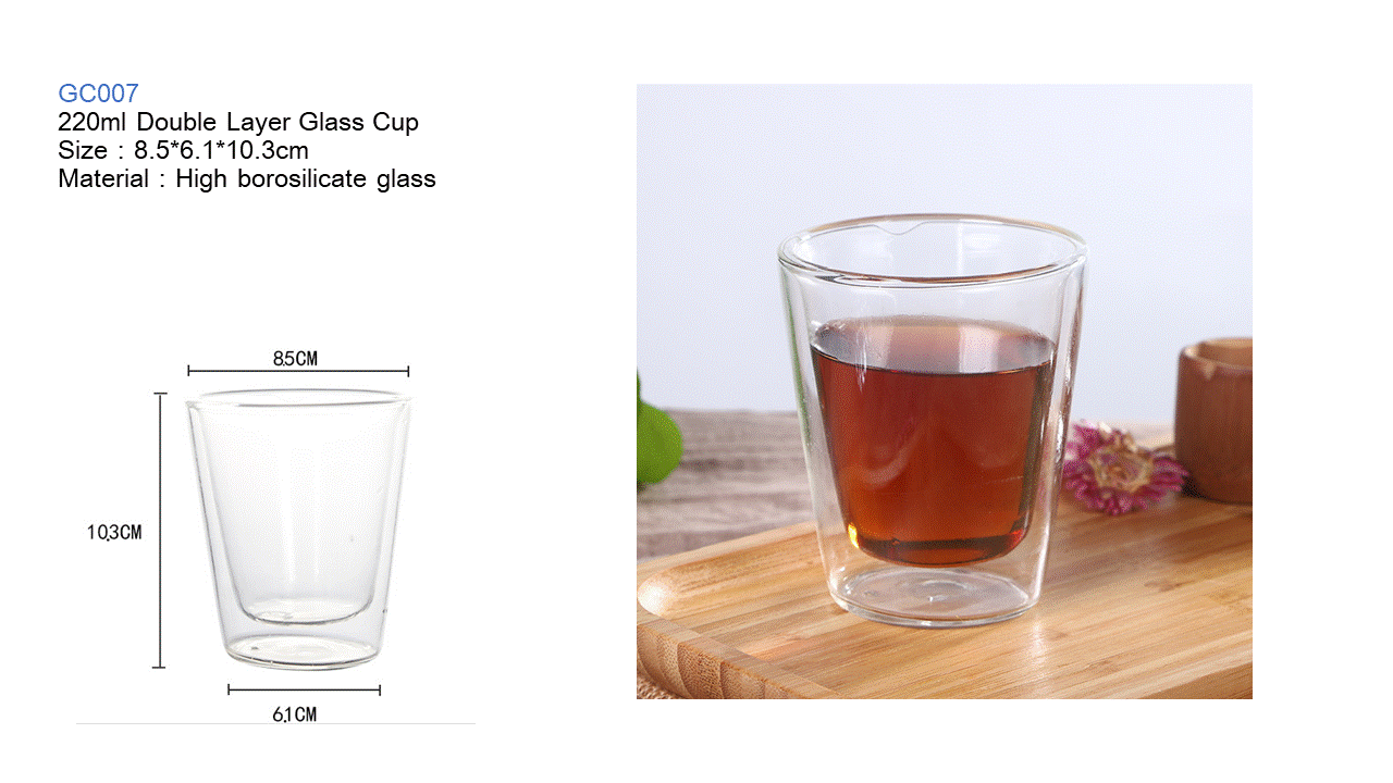220ml Double Layer Glass Cup - NINGBO WINWORK IMP&EXP